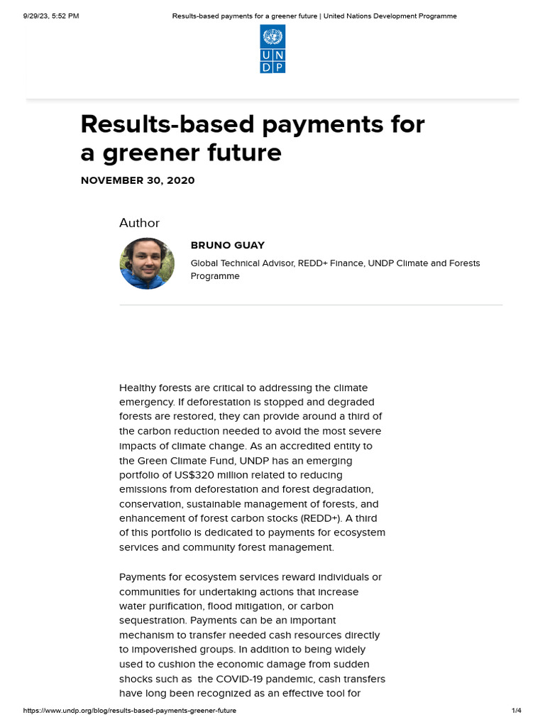 Results Based Payments For A Greener Future United Nations