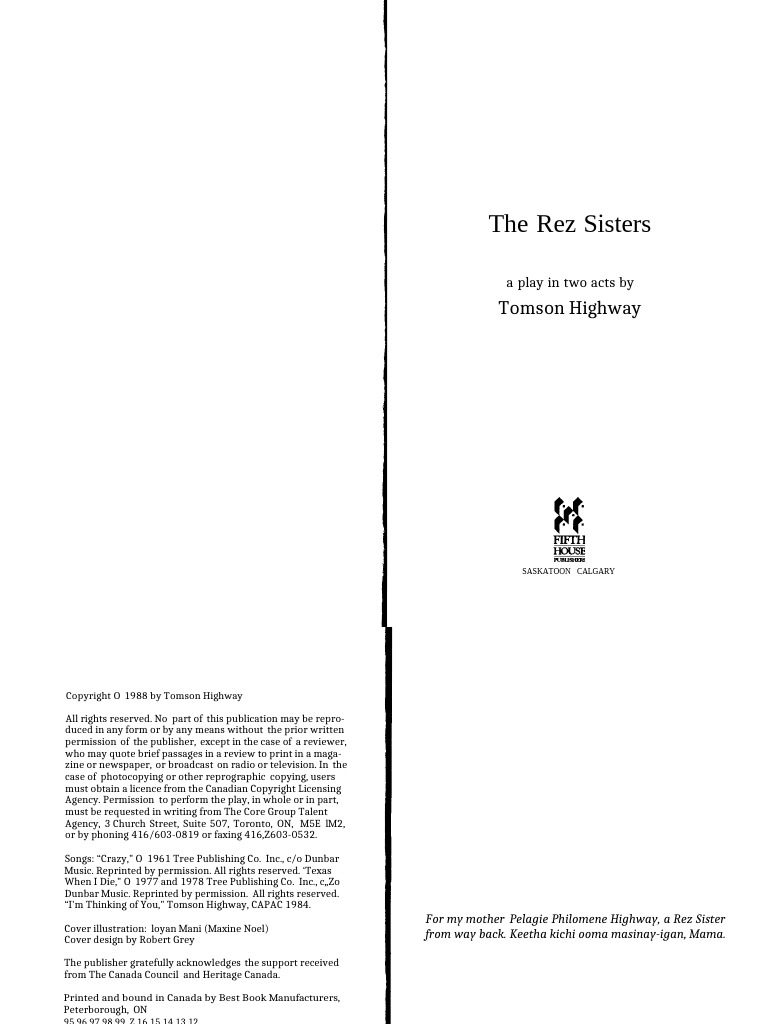 The Rez Sisters: A Play by Tomson Highway | PDF