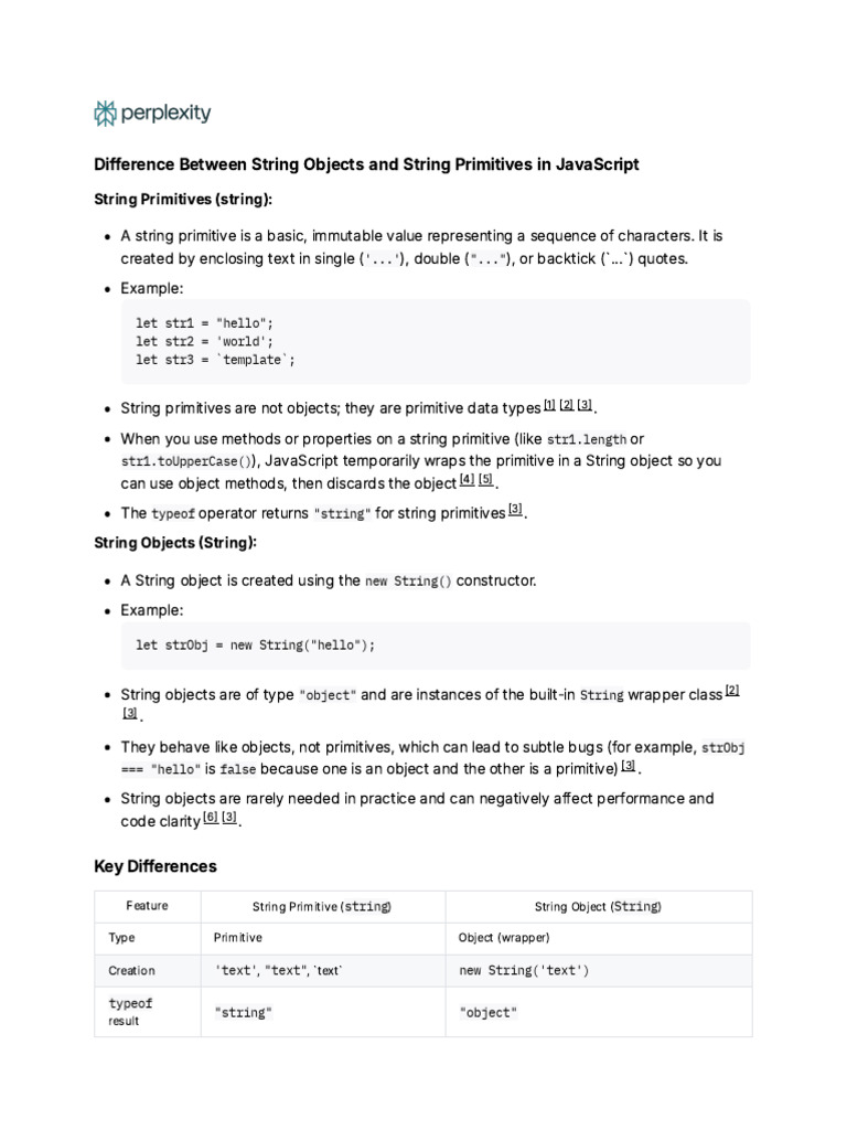 Difference Between String Objects and String Primi | PDF | String (Computer Science ...