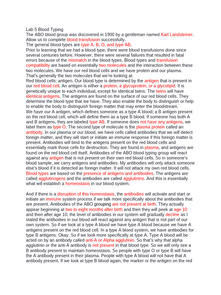 Lab 5 | PDF | Blood Type | Dominance (Genetics)