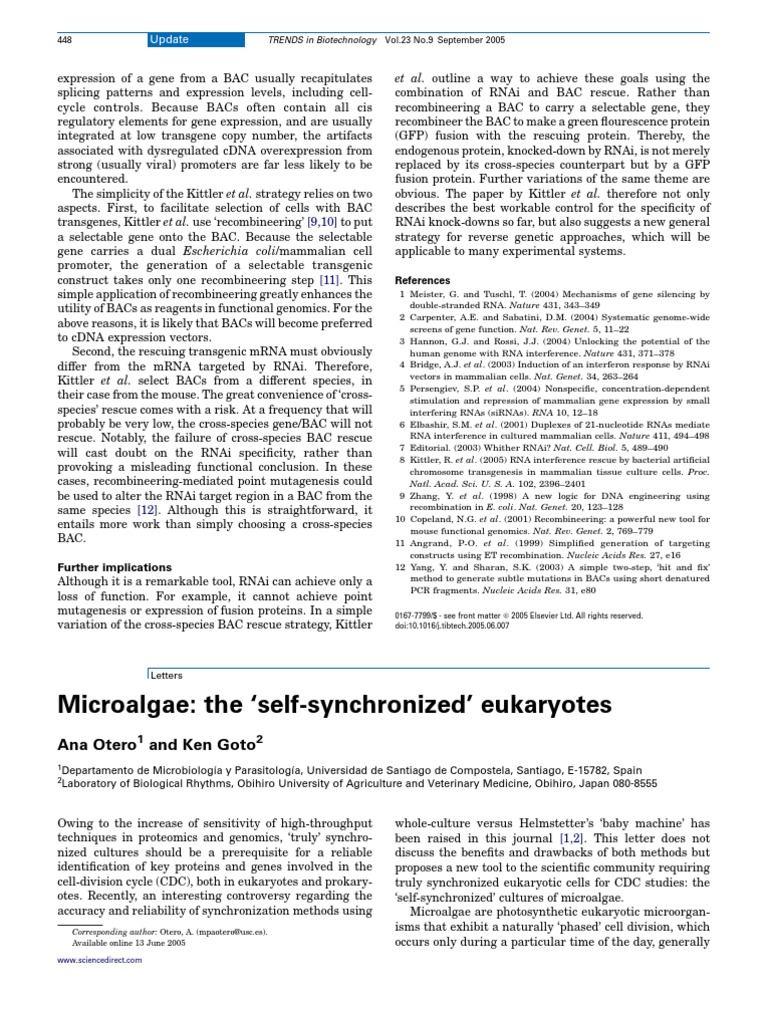 Micro Algae The Syncronized Eukaryotes | PDF | Rna Interference ...