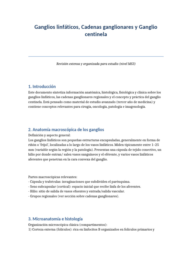 Estudio Avanzado sobre Ganglios Linfáticos | PDF | Ganglio linfático ...