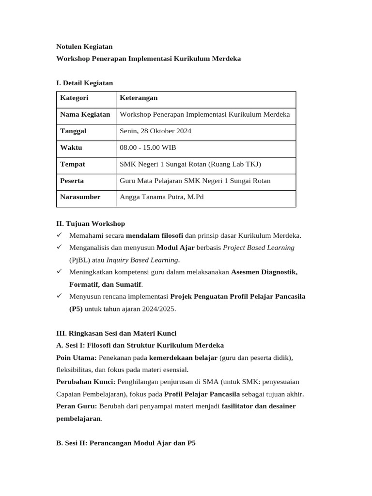 Laporan Singkat Kegiatan Workshop IKM | PDF