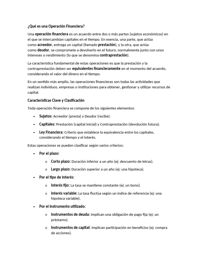 Qué Es Una Operación Financiera | PDF | Interés | Contabilidad