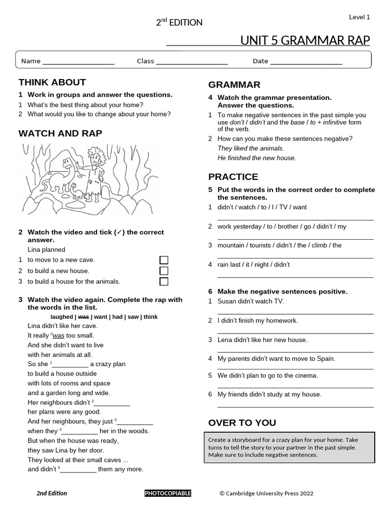 Thk2e BrE L1 Grammar Rap Unit 5 | PDF | Linguistics