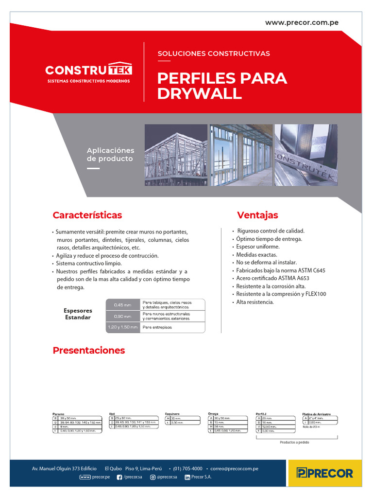 FT Perfiles para Drywall CONSTRUTEK | PDF