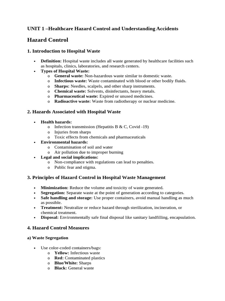 Unit1 Notes | PDF | Personal Protective Equipment | Waste