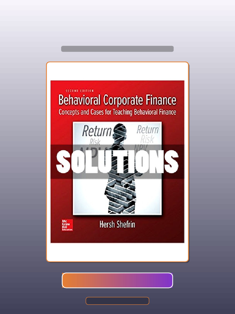 Ultimate Bundle Behavioral Corporate Finance 2nd Edition Shefrin eBook ...