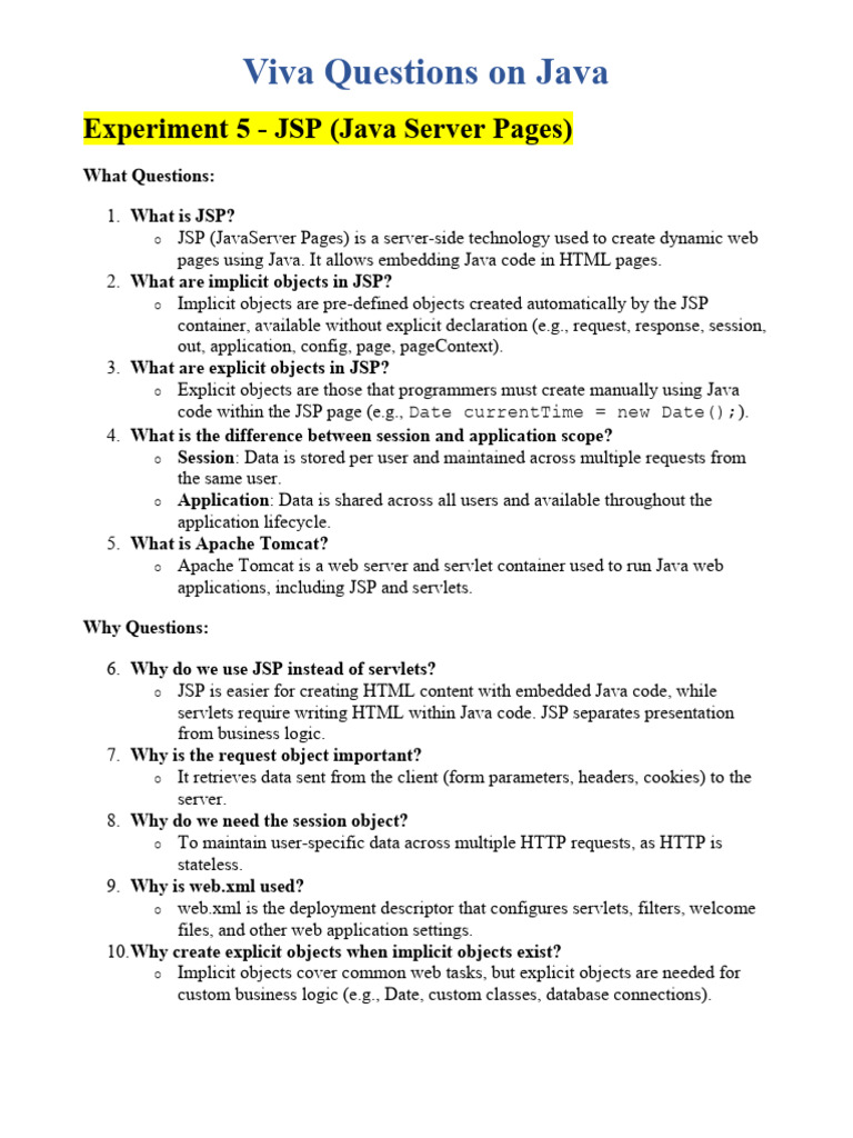 Java Viva Pract 4,5,6,7,8. | PDF | Document Object Model | Dynamic Web Page