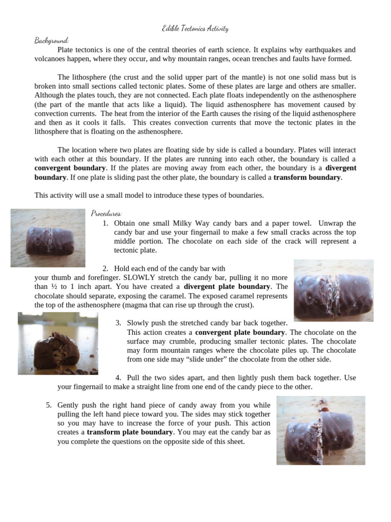 PlateTectonicsEdibleTectonicsActivity-Xyamaria Noble | PDF | Plate ...