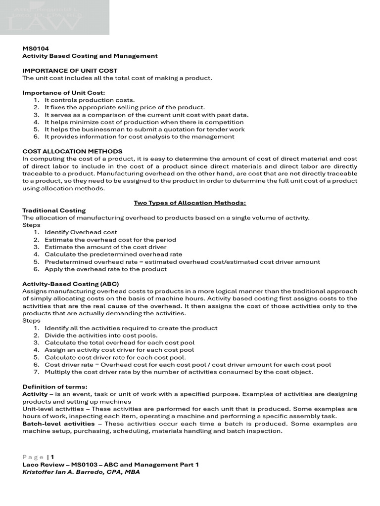 Activity-Based Costing Explained | PDF | Business | Business Economics