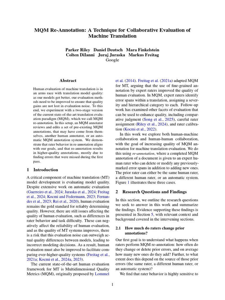 MQM Re-Annotation a Technique for Collaborative Ev | PDF | Linguistics