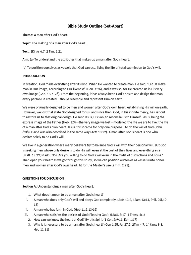 Bible Study Outline (Set Apart) Updated-1 | PDF | God In Christianity ...