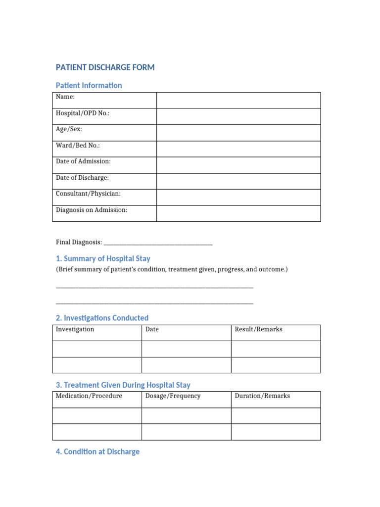 Patient Discharge Form | PDF