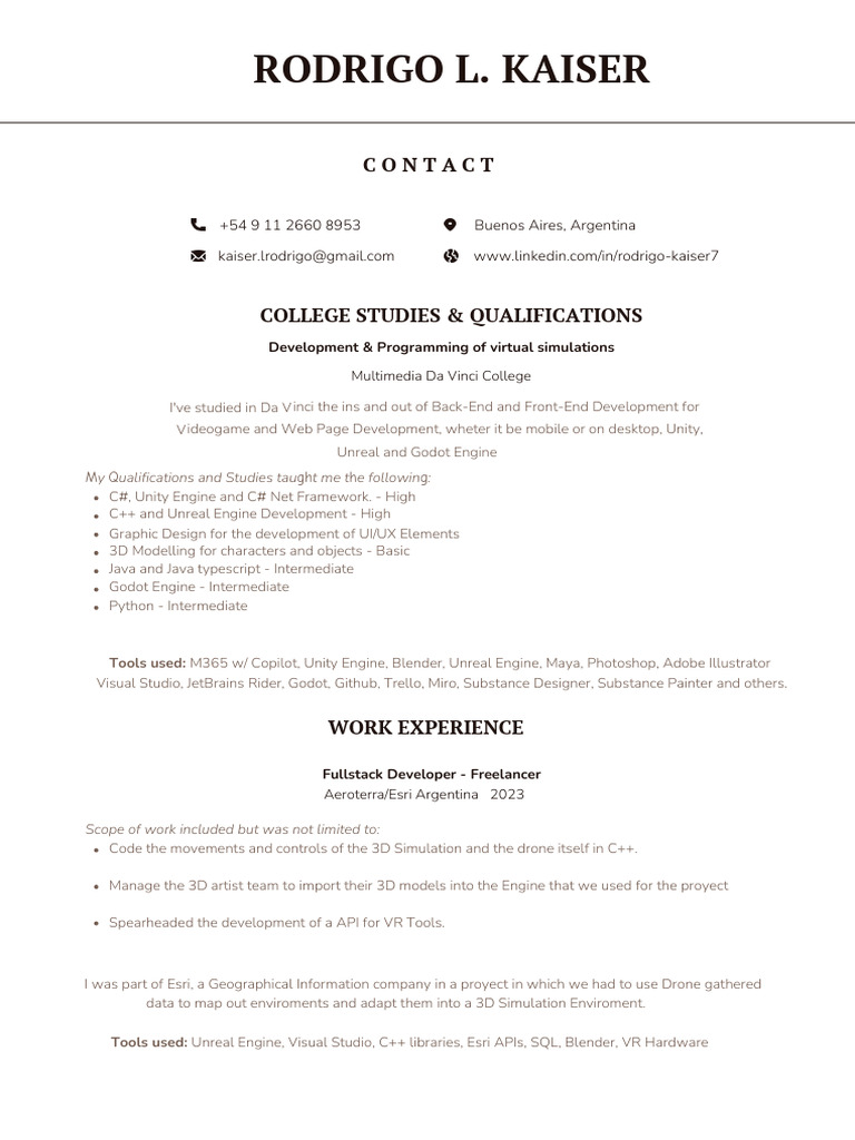 Rodrigo L. Kaiser - Eng Resume - Text ATS | PDF | 3 D Computer Graphics ...