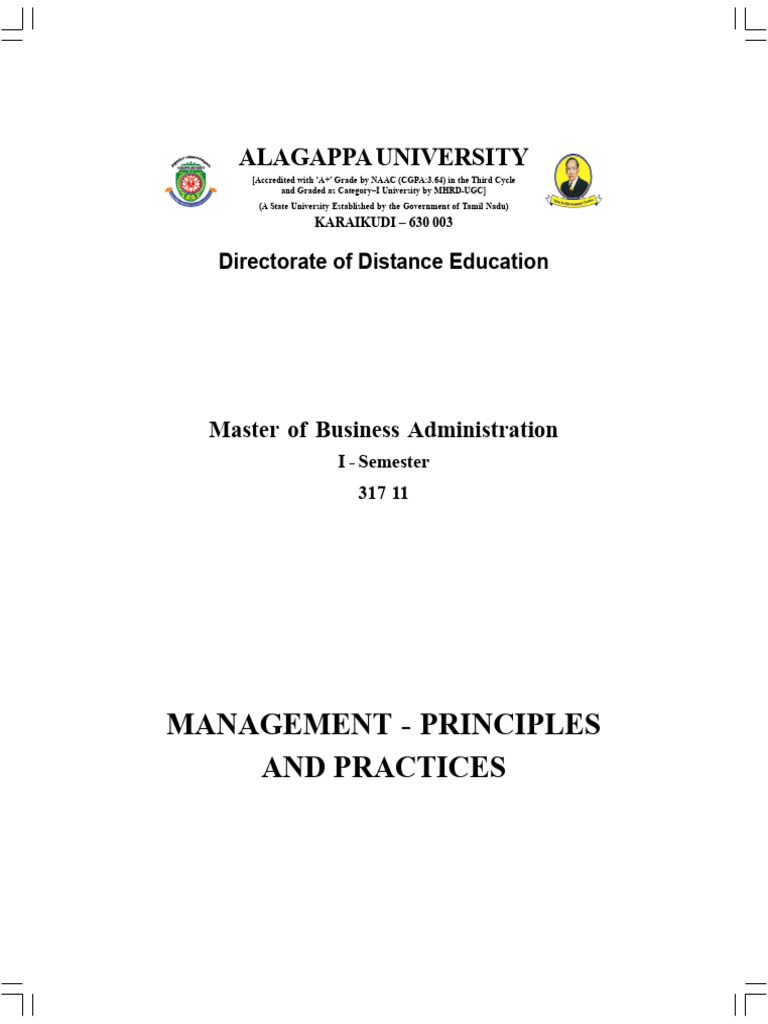 MBA Management Principles Overview | PDF | Science | Leadership