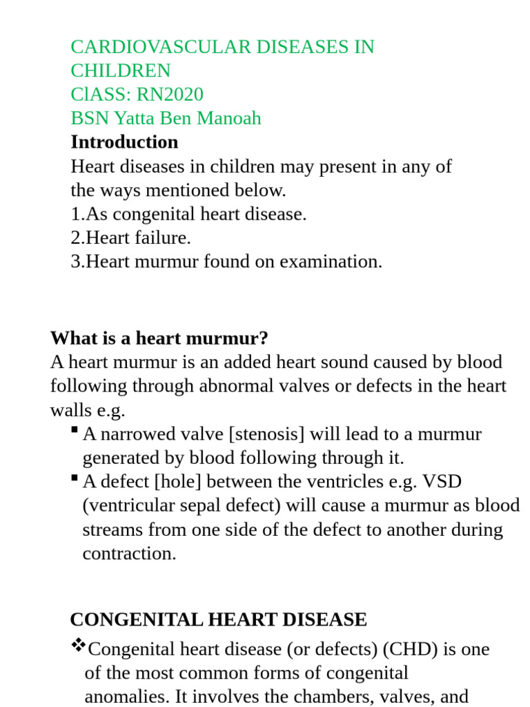 Cvs Diseases | PDF | Congenital Heart Defect | Heart