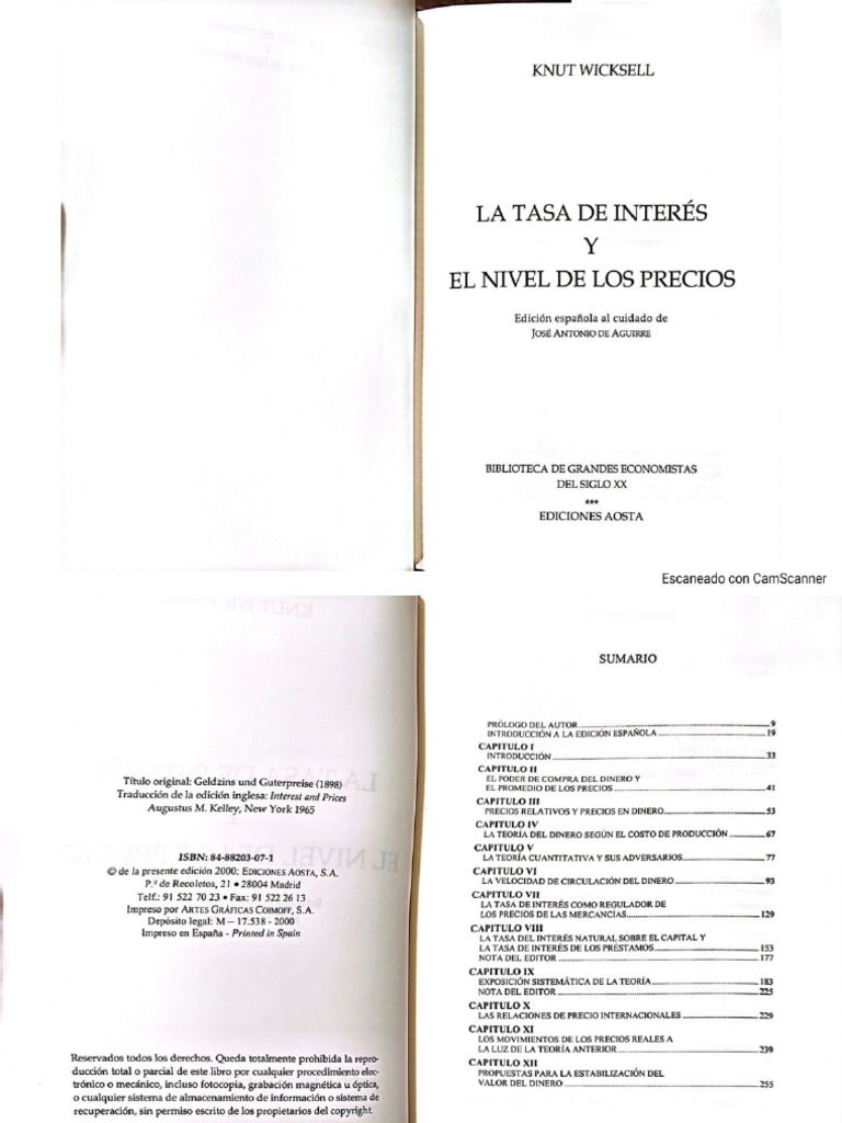 La Tasa de Interés y El Nivel de Los Precios (Knut Wicksell) (Z-Library ...