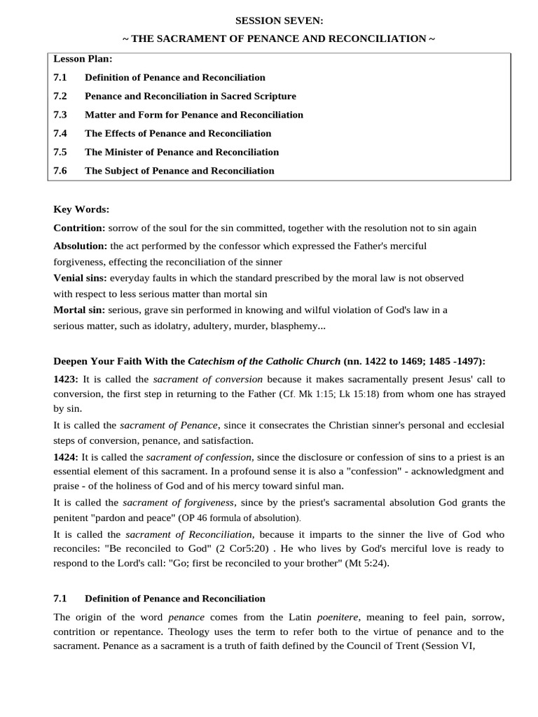 Understanding Penance and Reconciliation | PDF | Penance | Indulgence