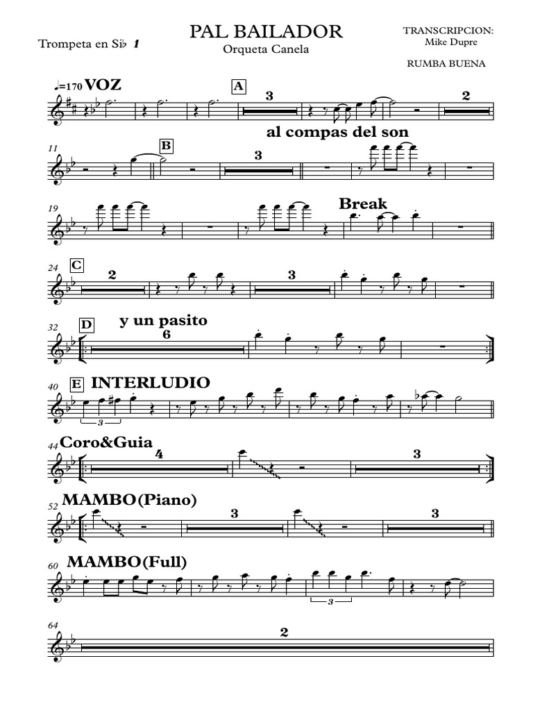 Partitura Trompeta en Sib 1 | PDF