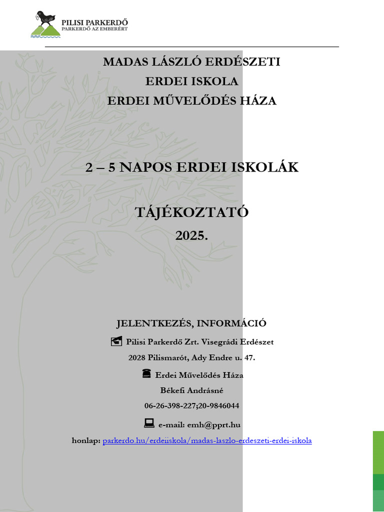 Erdei Iskola Tajekoztato 2025 | PDF