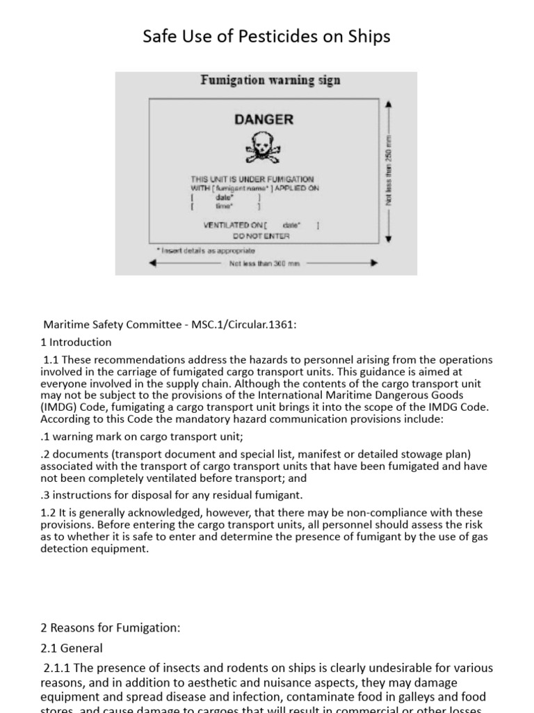 Safe Pesticide Use on Ships | PDF | Dangerous Goods | Cargo