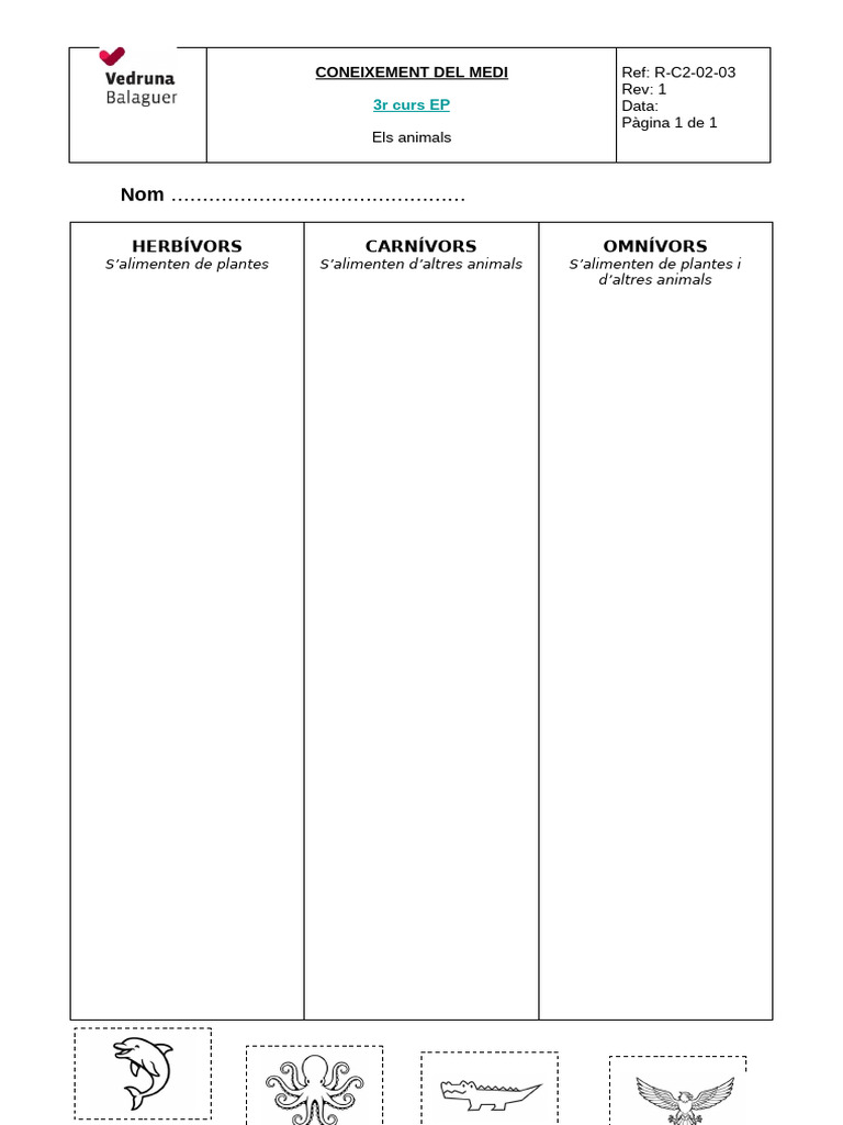 WORKSHEET Unit 6 - Herbivores Carnivores Omnivores | PDF