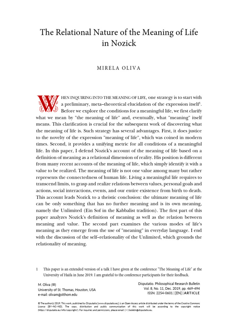 Nozick's Relational Meaning of Life | PDF | Meaning Of Life | Causality