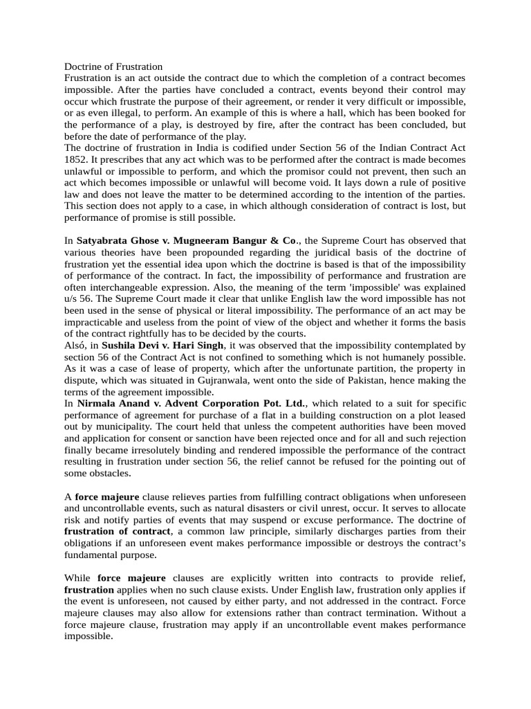 DOCTRINE OF FRUSTRATION | PDF | Justice | Crime & Violence