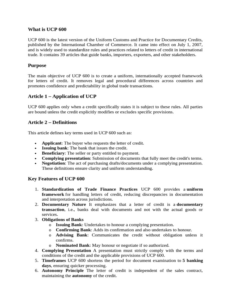 Ucp 600 | PDF | Letter Of Credit | Business