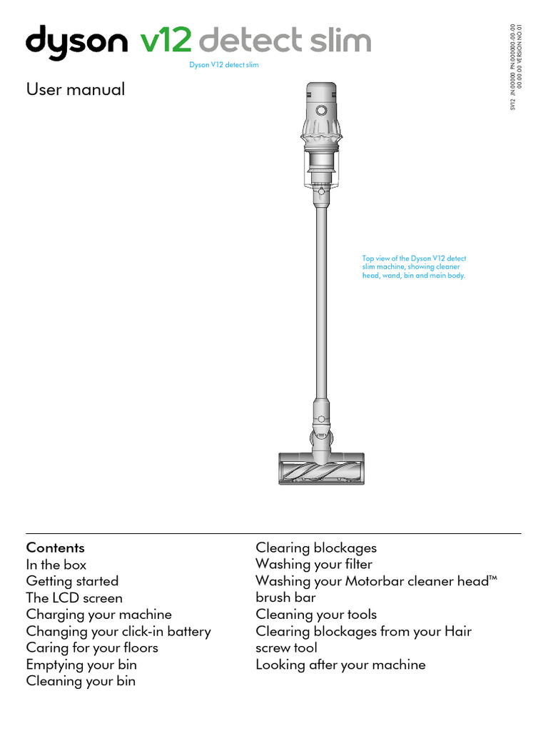 Dyson V12 Manual | PDF | Vacuum Cleaner | Battery Charger
