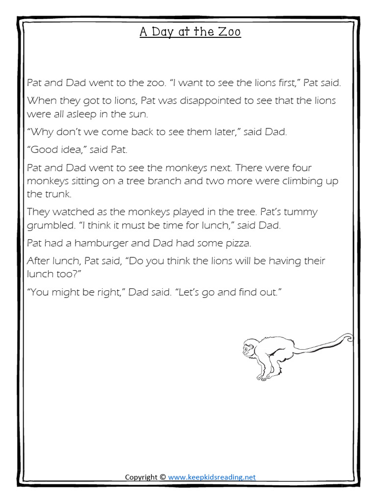 A Day at the Zoo Comprehension | PDF