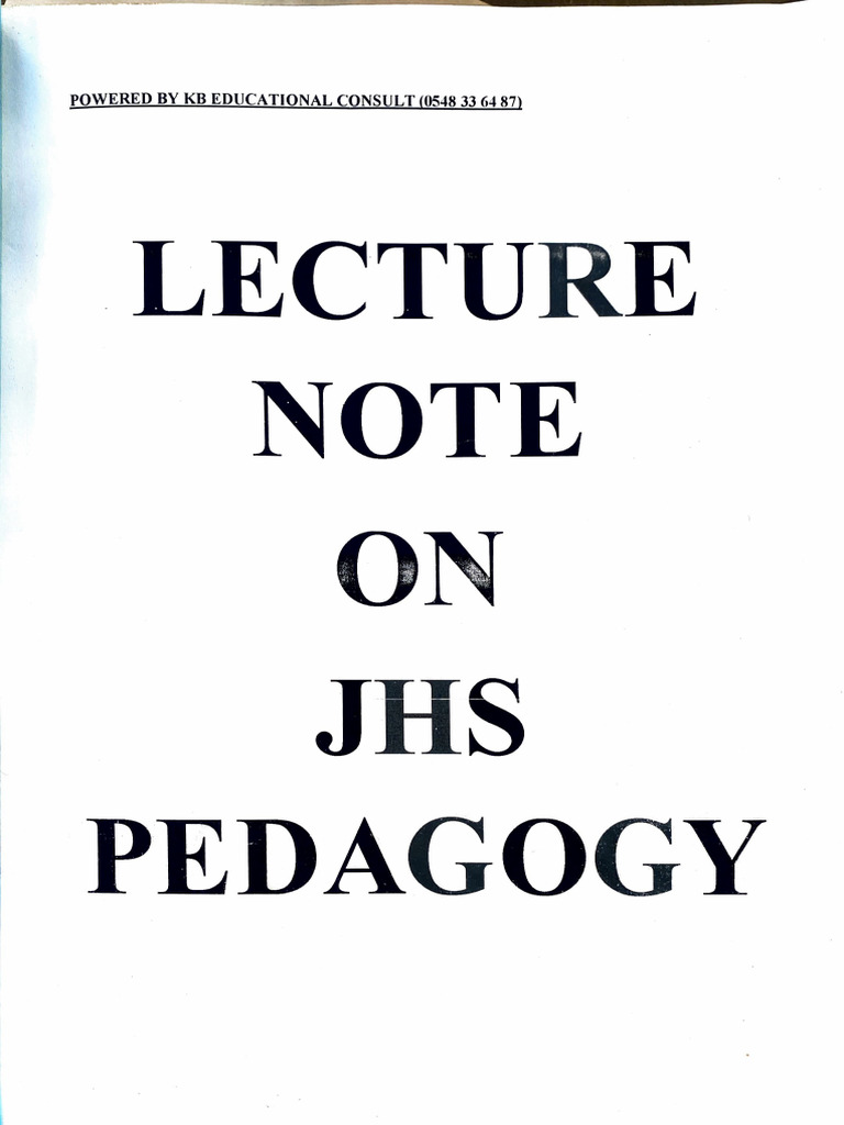 Notes On Jhs Pedagogy - Loganscannedit | PDF