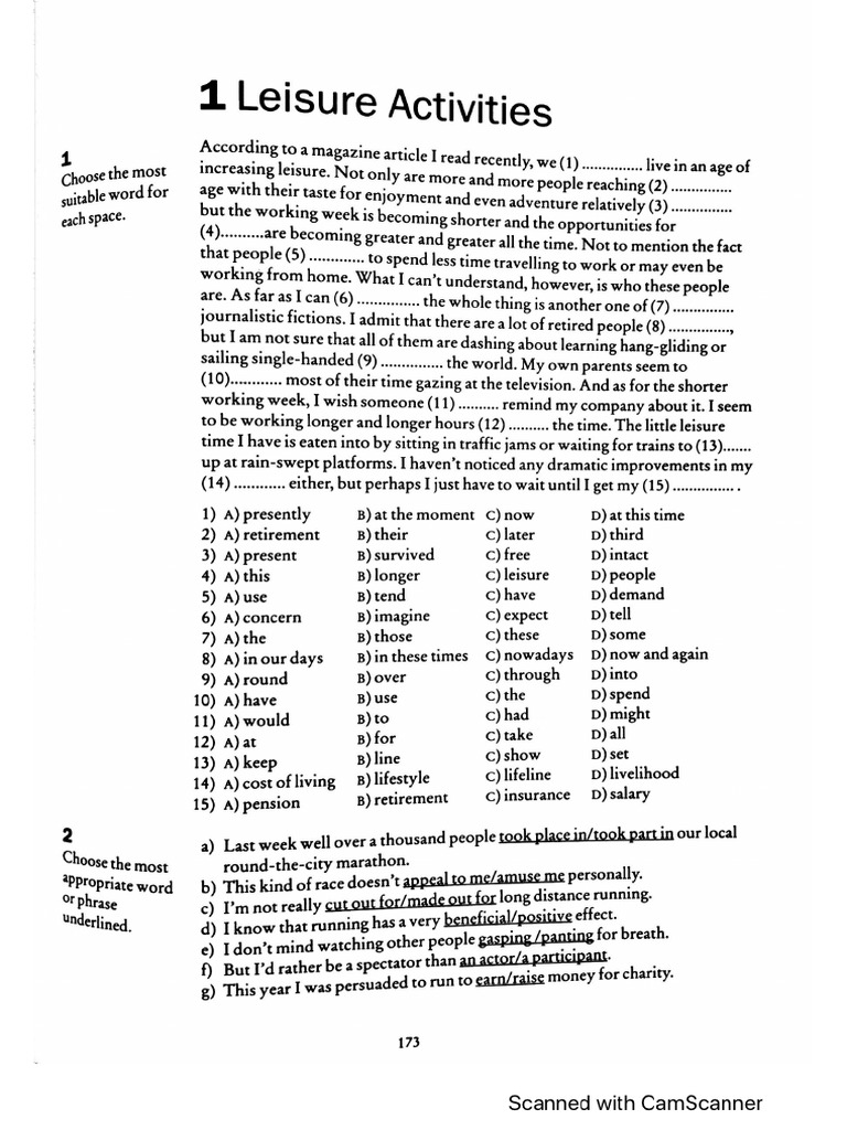 Vocabulary Leisure Activities | PDF