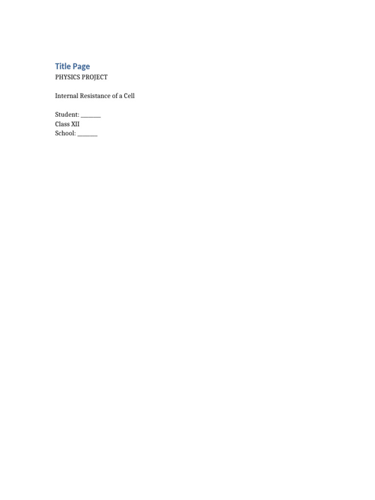 Internal Resistance 35 Page Project | PDF | Physical Sciences | Applied ...