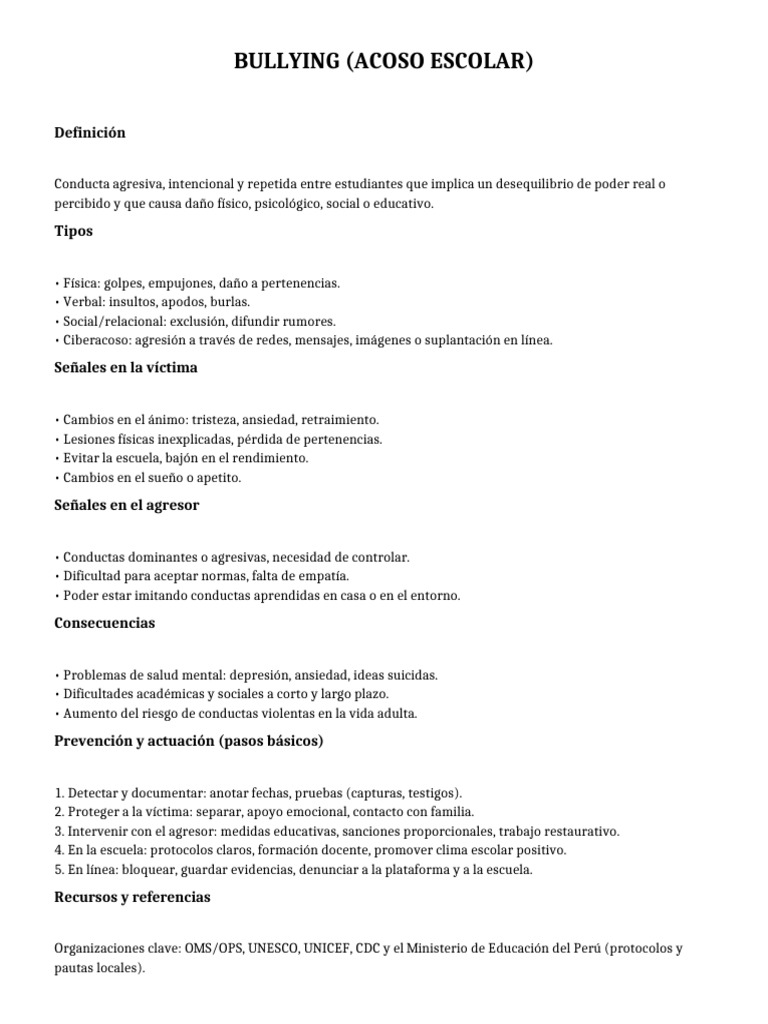 Guía sobre Bullying Escolar y Prevención | PDF