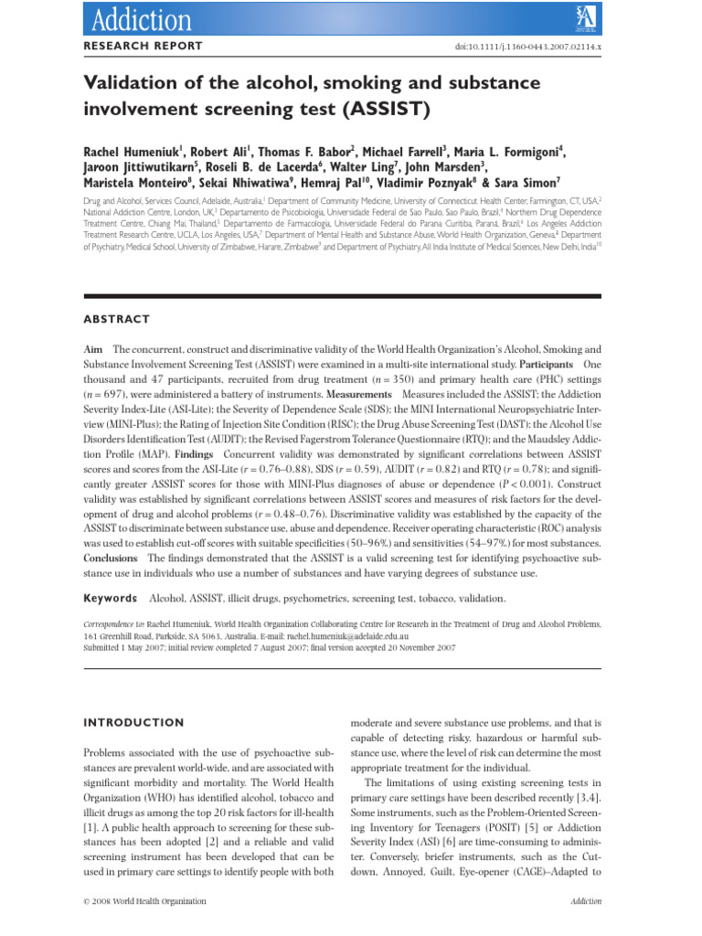 10_1111_j_1360-0443_2007_02114_x_pdf -- Rachel Humeniuk; Robert Ali; Thomas F_ Babor; Michael ...