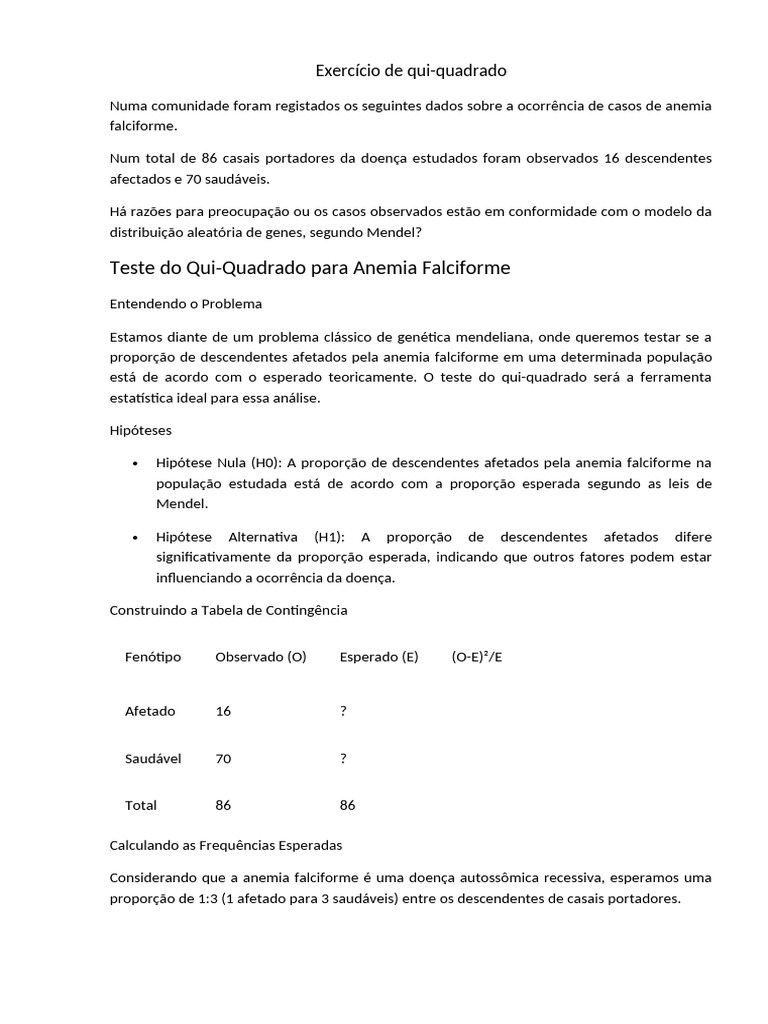 Exercício Resolvido Genética Mendeliana | PDF | Distribuição Qui Chi