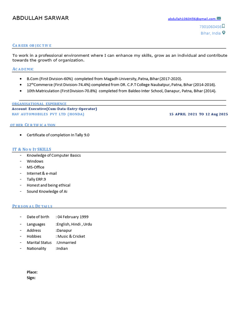 Abdullah Resume | PDF