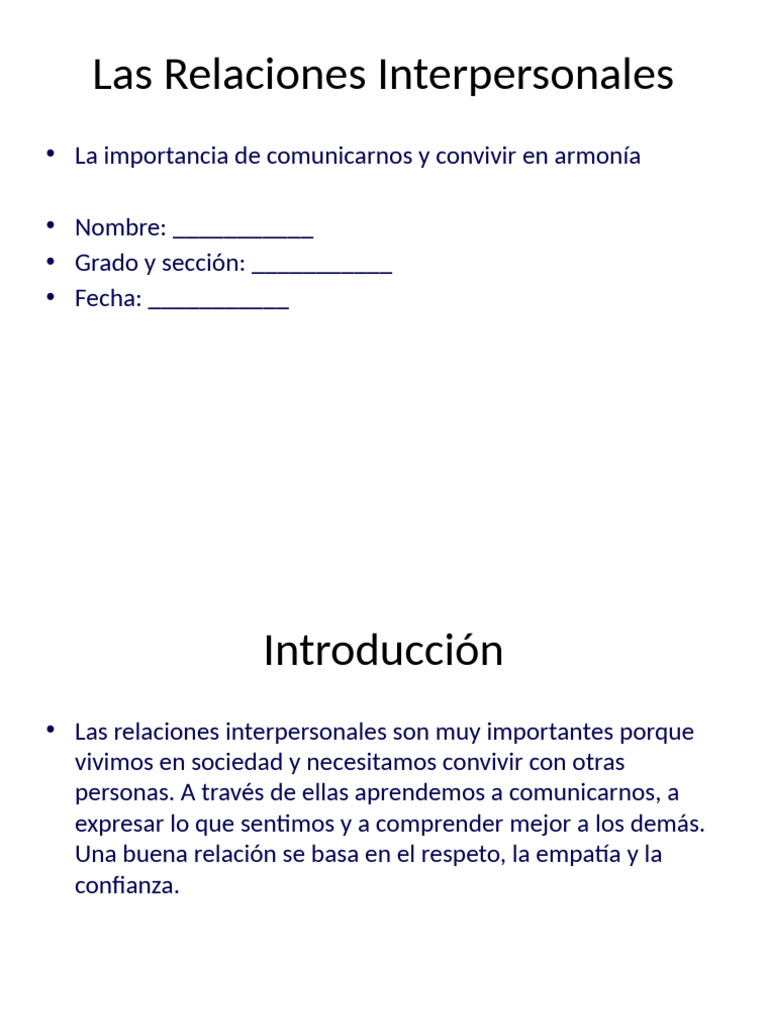 Relaciones Interpersonales Colorido Reyna | PDF | Relaciones ...