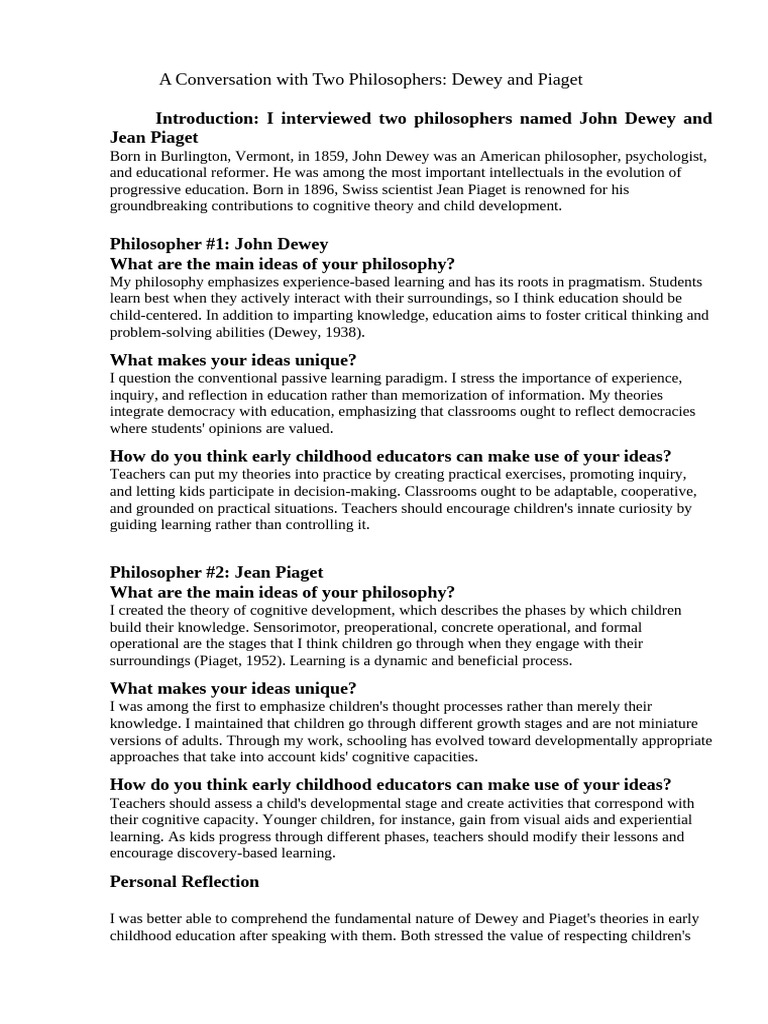 A Conversation With Two Philosophers | PDF | John Dewey | Early ...