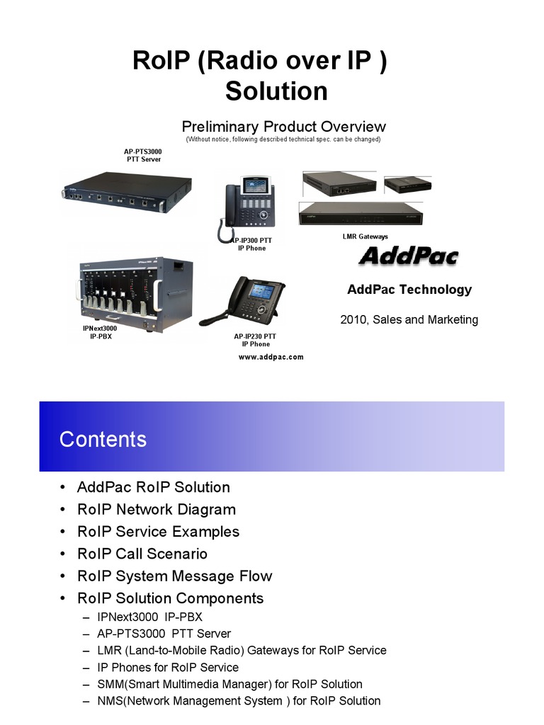 Roip (Radio Over Ip) Solution: Preliminary Product Overview | PDF | I ...