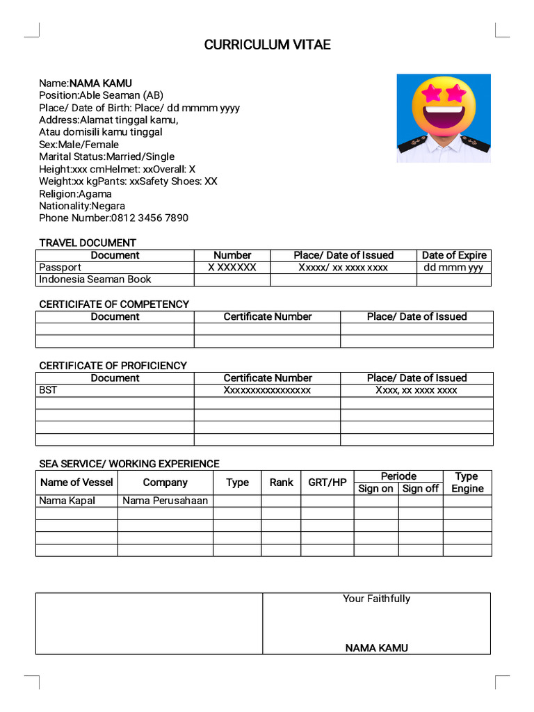 Able Seaman CV Template | PDF