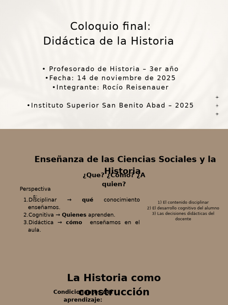 Coloquio final Didactica de la Historia | PDF | Enseñando | Maestros
