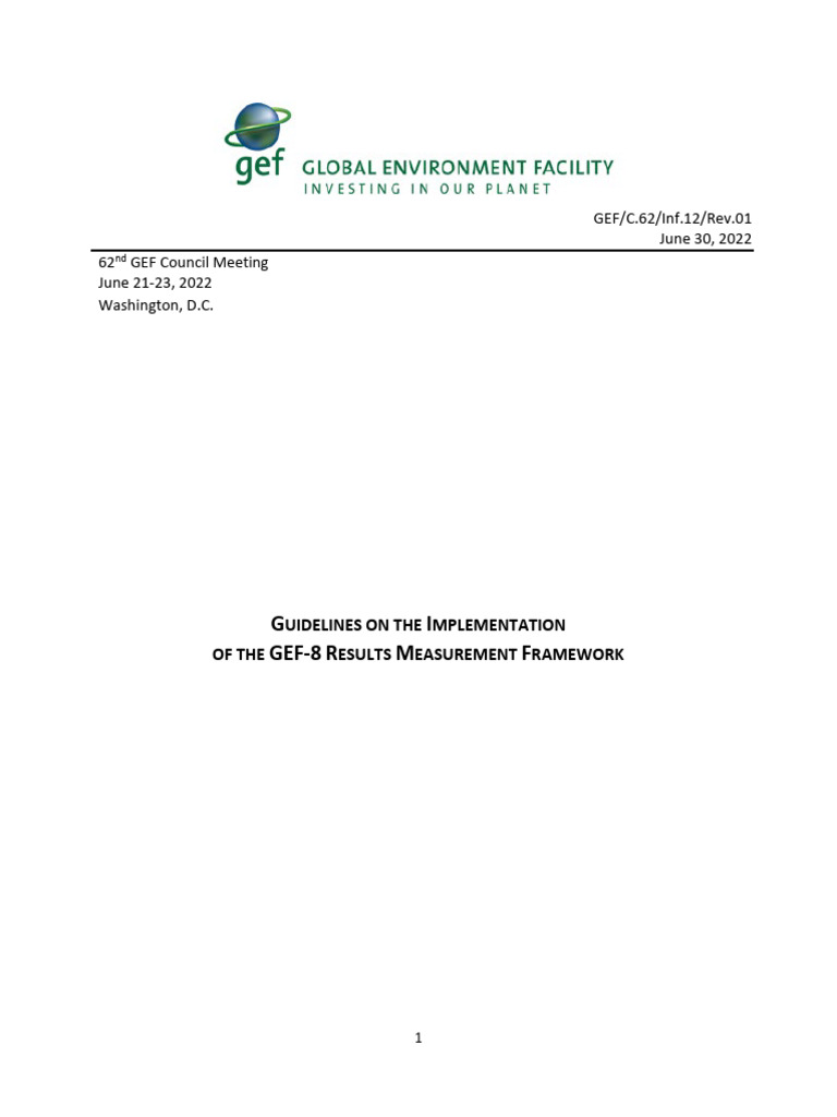 GEF Results Measurement Framework Guidelines 2022 | PDF | Climate ...