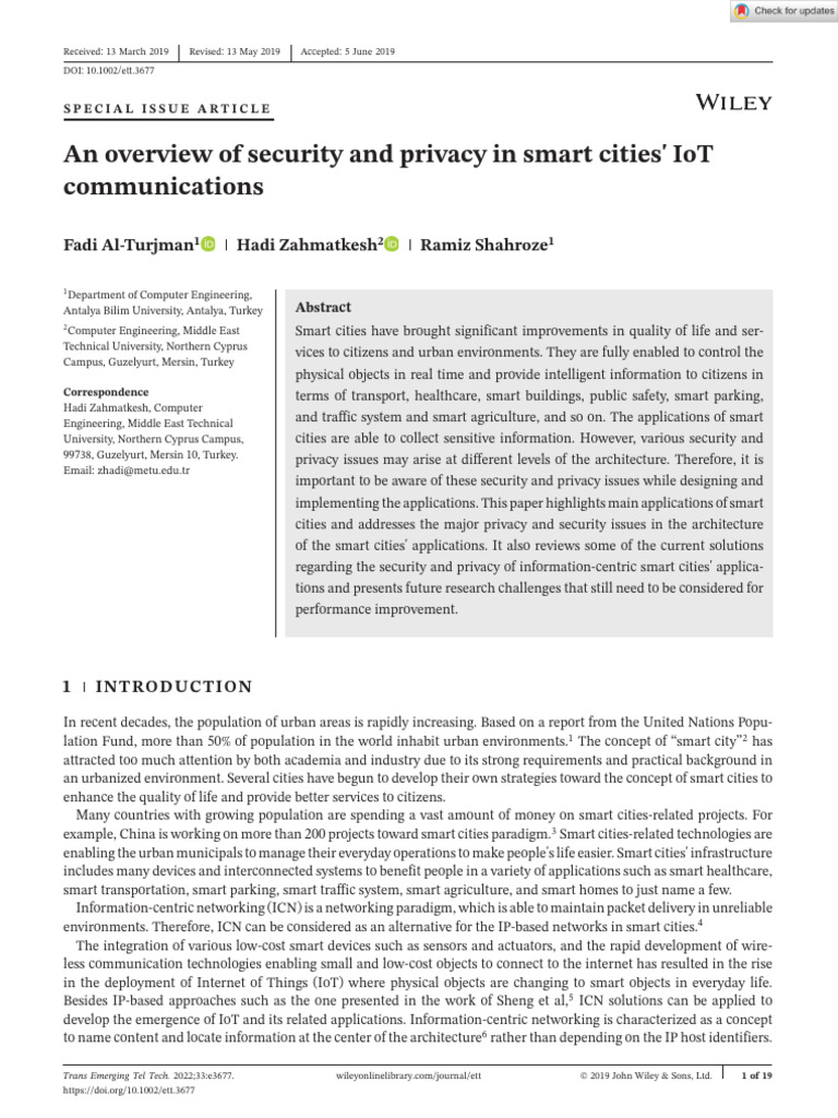 Smart Cities: IoT Security & Privacy Overview | PDF | Security ...