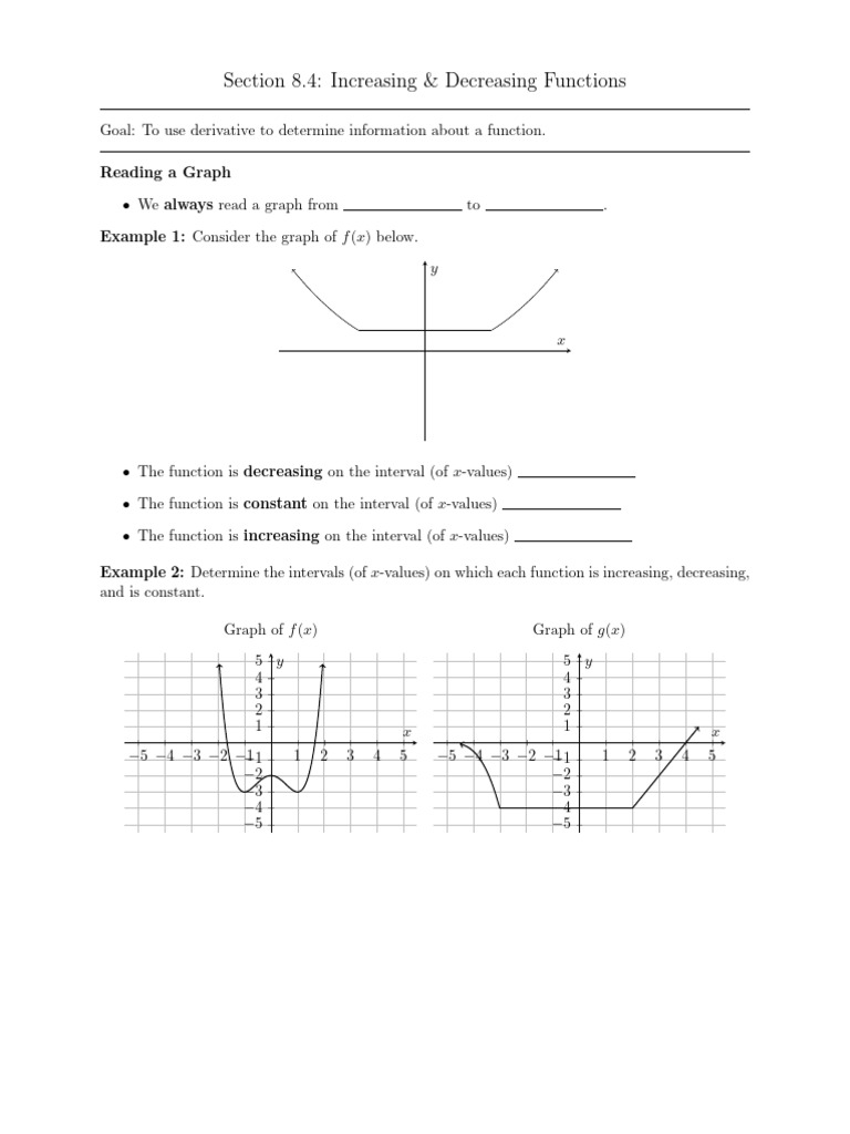 Analyzing Increasing & Decreasing Functions | PDF | Function ...