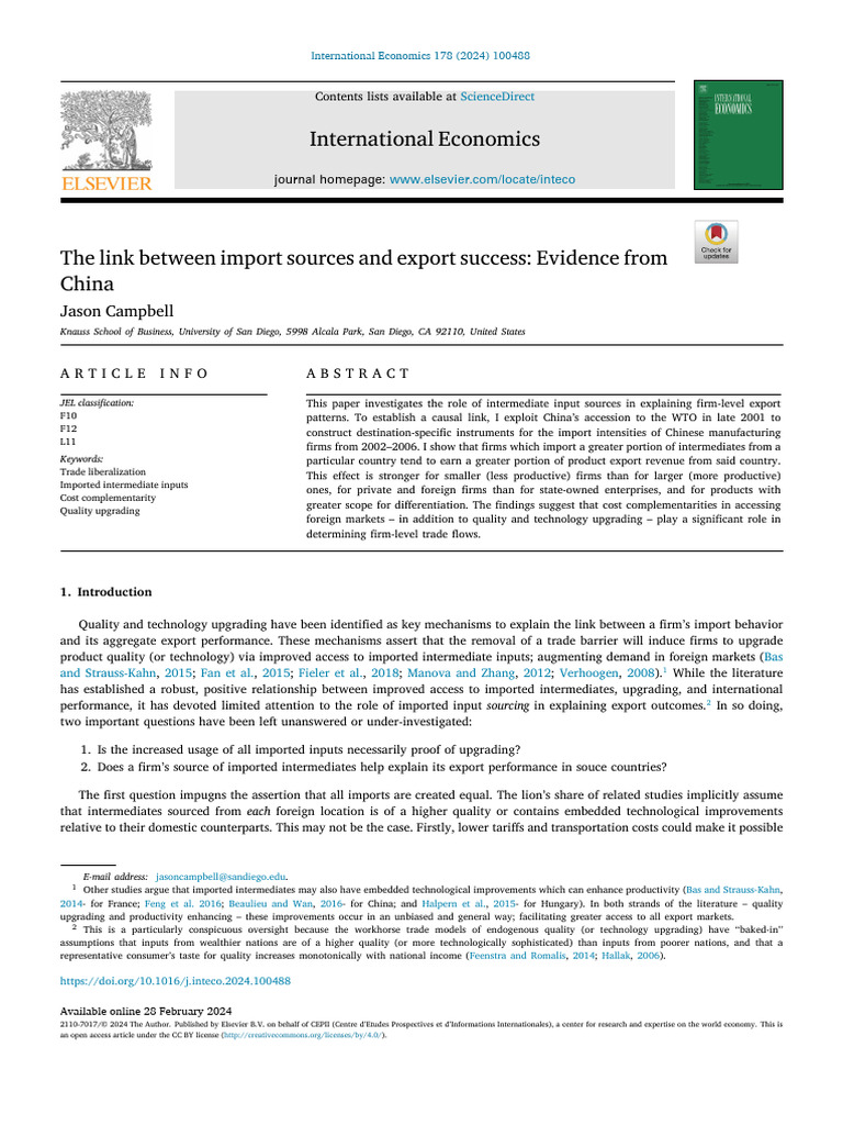 Artigo - 4 - The Link Between Import Sources and Export Success | PDF ...