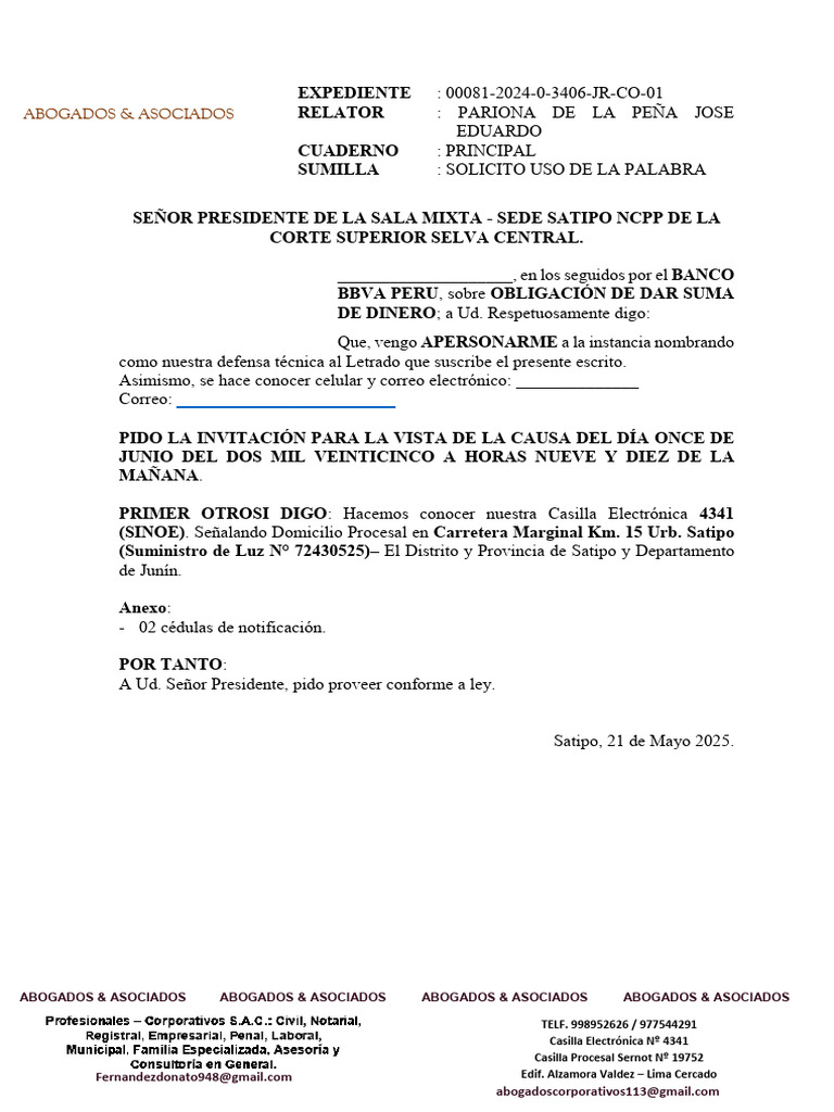 Solicito Uso de La Palabra | PDF