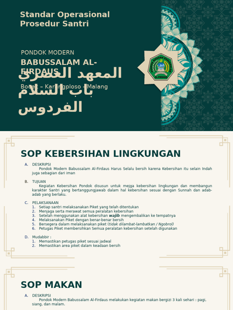SOP Kebersihan dan Disiplin Santri | PDF